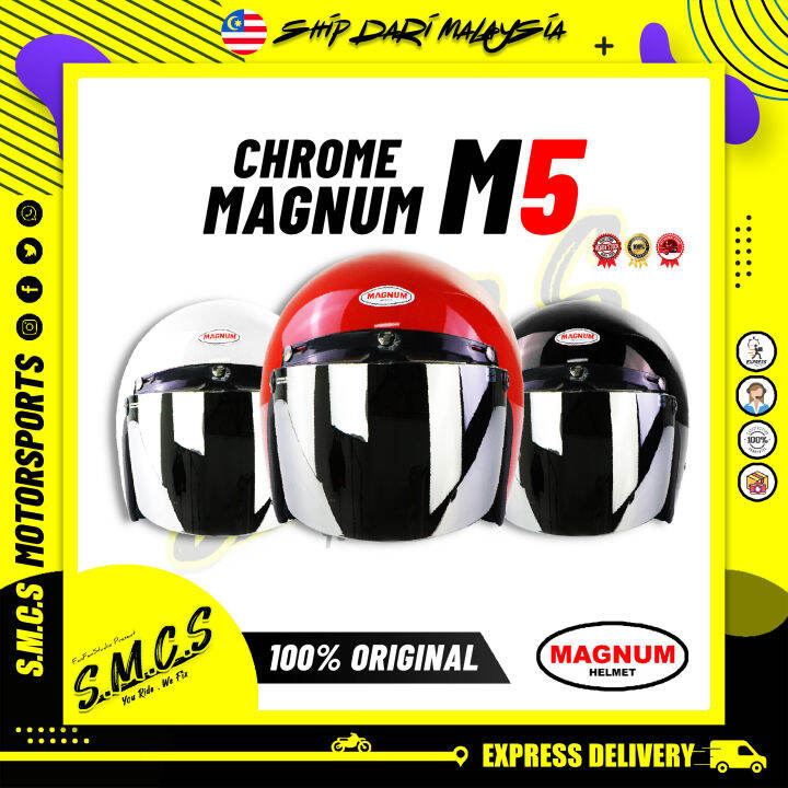 MAGNUM HELMET M5 CHROME VISOR [100% ORIGINAL] Sirim Certified TOPI ...