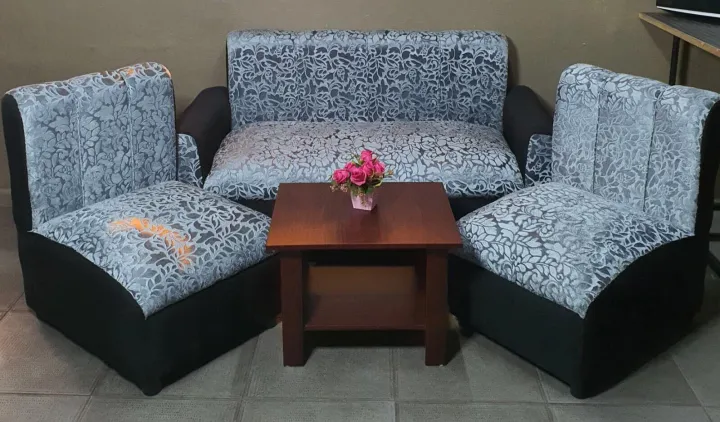 SALA SET LIGHT GREY VELVET WITH CENTER TABLE URATEX FOAM | Lazada PH