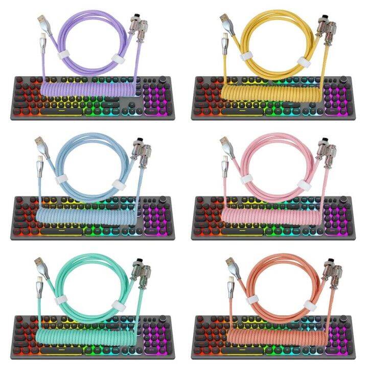 Mechanical Keyboard Type C USB Coiled Wire Custom Usb Port Aviator ...