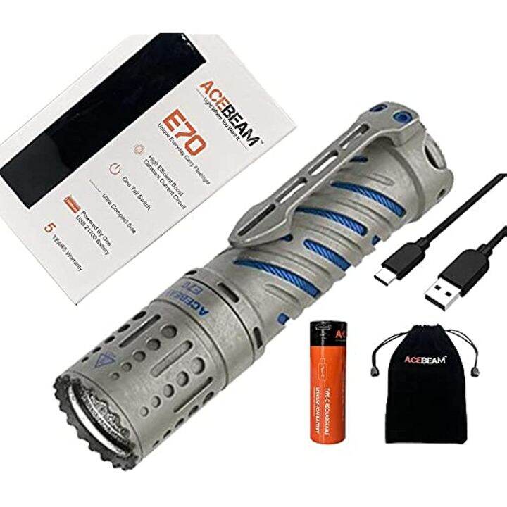 ACEBEAM E70 Titanium LED Flashlight -4000 Lumens -up to 220 Meters ...