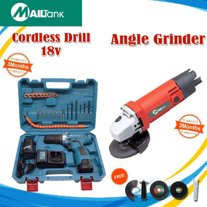 MAILTANK (SH05.SH189) Angle Grinder(Green) and Cordless Drill 18V ...