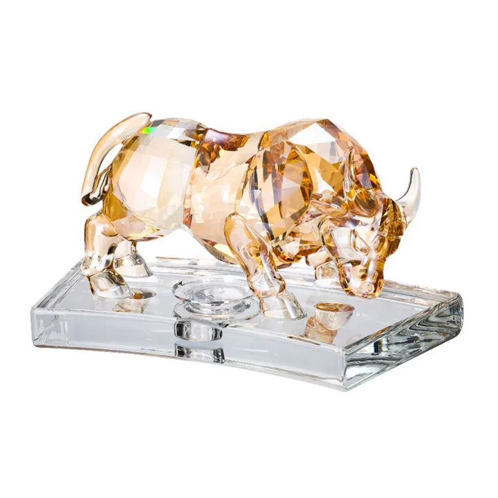 Original Spot Crystal Bull FengShui Zodiac Ox Figurine Christmas Gift ...