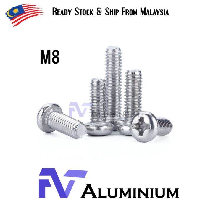 M8 Philip Round Pan Head Phillips Cross Screw Thread Metric Machine ...