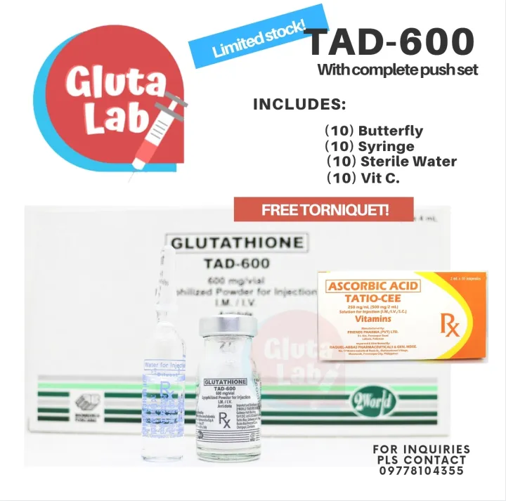 GLUTA LUXXE TAD Glutathione 600mg IV/IM (FDA Approved) with Complete ...