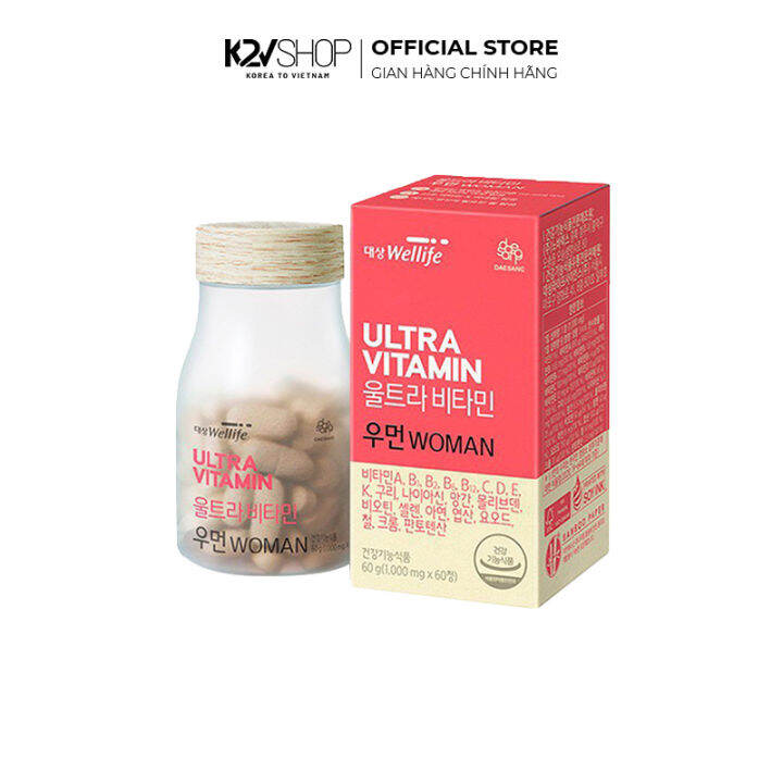 Viên Uống Bảo Vệ Sức Khoẻ Dành Cho Nữ Daesang Wellife Ultra Vitamin For Woman 60 Viên - K2V Shop ...