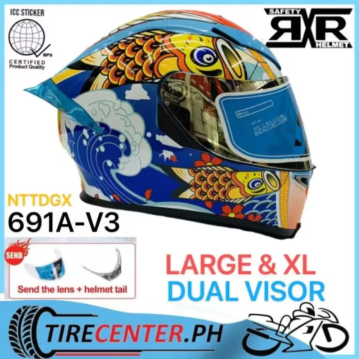 RXR 691A-V3 DUAL VISOR FREE LENS AND HELMET TAIL SIZES L(59-60cm) &XL ...