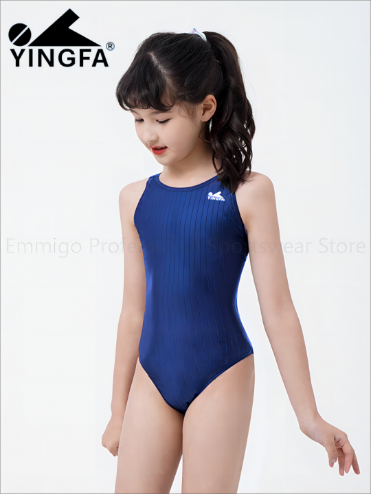 YINGFA Girls Professional Racing Swimming Suit Kid Black Training Sporty Swimwear For ...