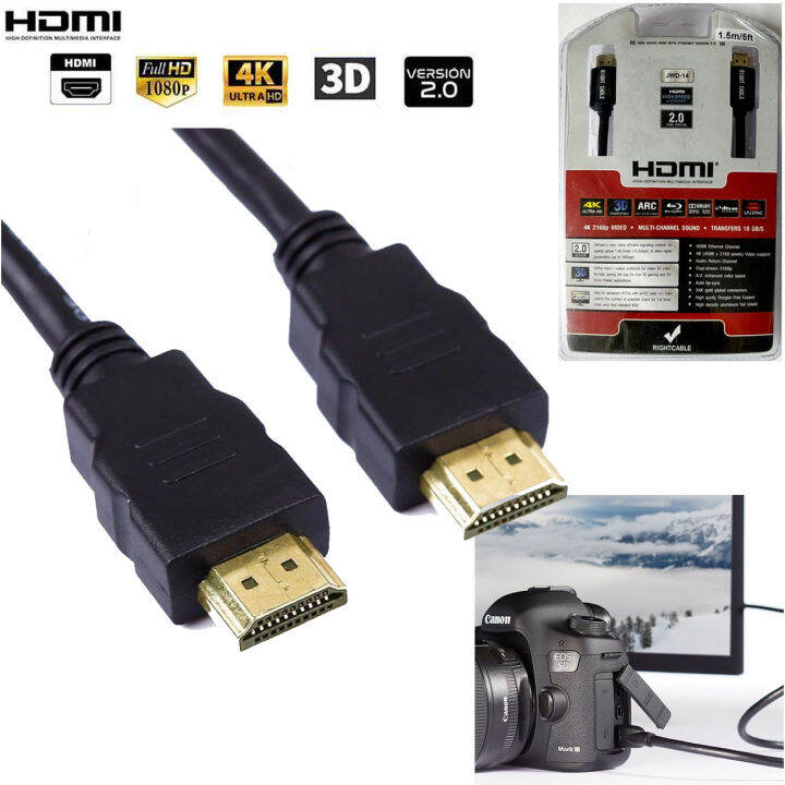 1.5M Right Cable JWD-14 HDMI Cable v2.0 3D High Speed with Ethernet HEC ...