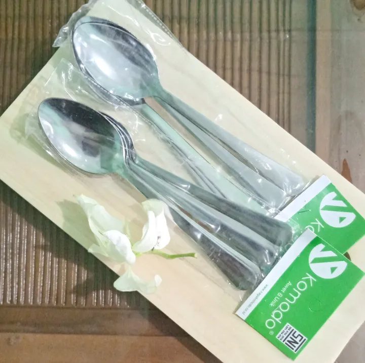 12 Pcs SENDOK Makan / 12 GARPU Makan Stainlessteel Tebal Motif Polos ...