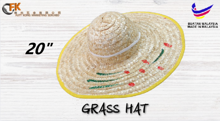20" Grass Straw Farmer Hat Cap / Topi Rumput Jerami Petani | Lazada