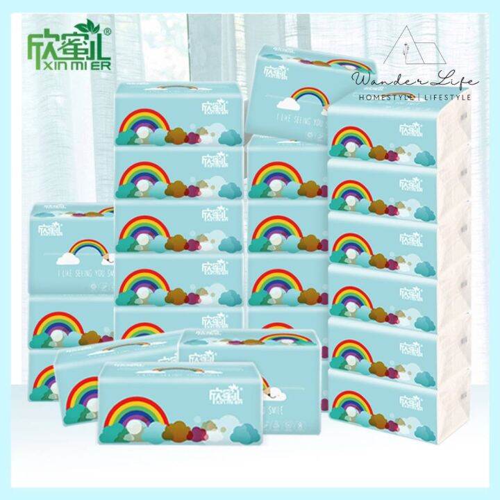 Soft Facial Tissue 3-ply x 100pulls Tissue Xin Mi Er Wood Pumping Paper ...