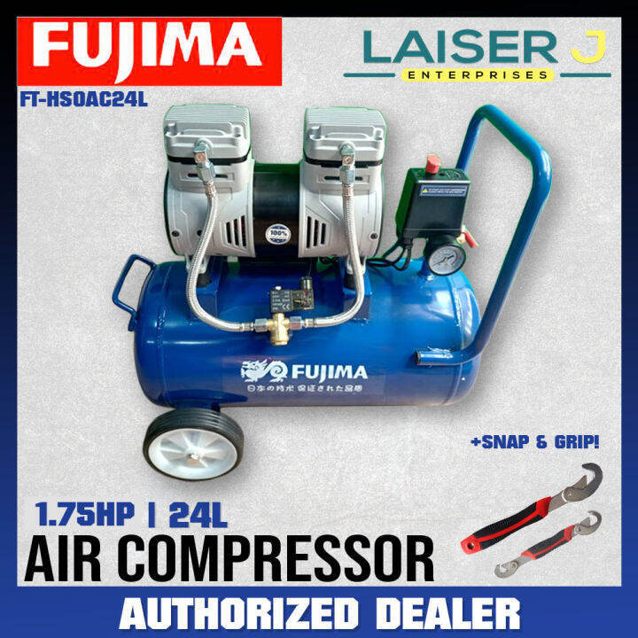 Fujima Air Compressor 1.75HP 24 Liters Silent Oil Free with Snap and ...