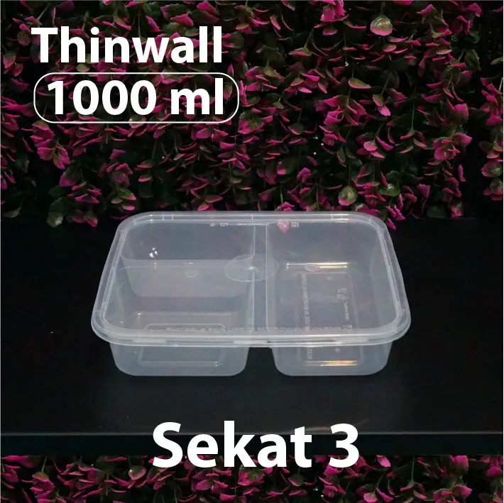 Thinwall 1000 ml Sekat 3 - Kotak Makanan Partisi - Food Container ...