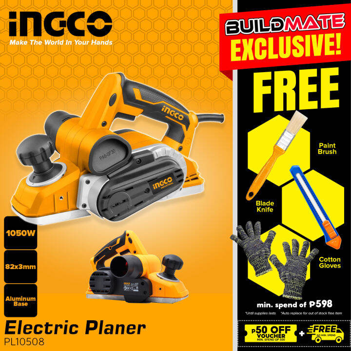 INGCO Electric Planer 1050W 82mm PL10508 •BUILDMATE• IPT | Lazada PH
