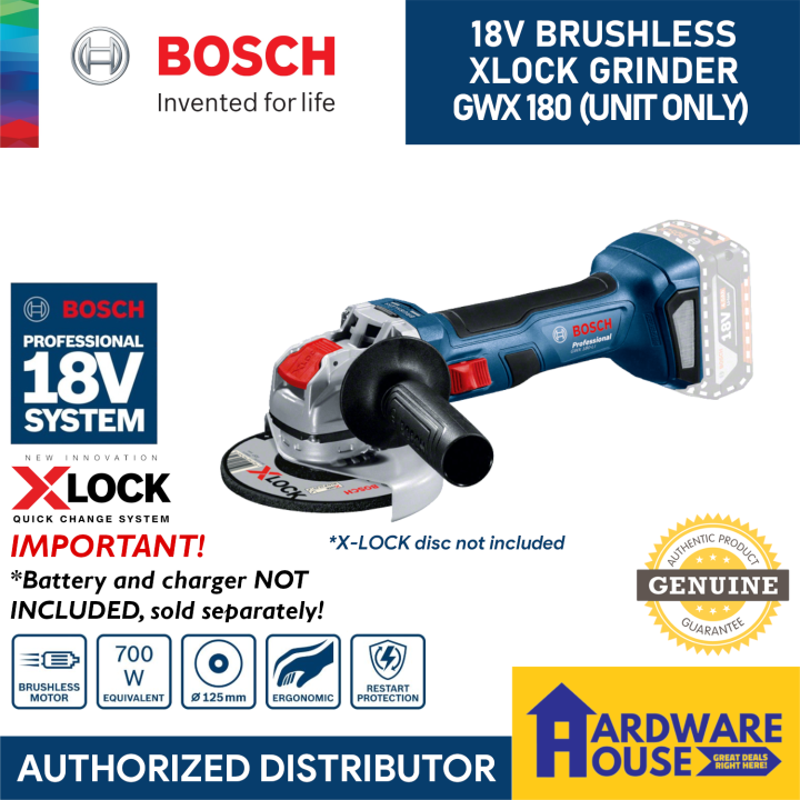 ORIGINAL BOSCH 18V Brushless X-LOCK Angle Grinder 5" GWX 180 Cordless Xlock For Wood Metal ...