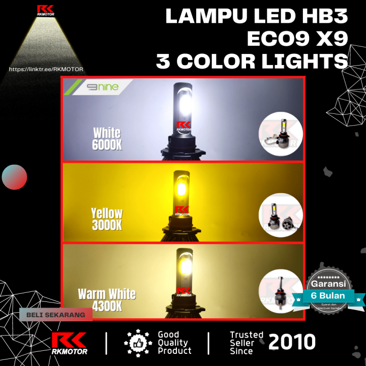 Lampu Foglamp Mobil HB3/HB4 3 Warna Eco9 X9 COB Chips LED by Luminos ...