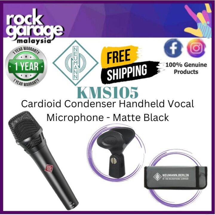 Neumann KMS105 Cardioid Condenser Handheld Vocal Microphone - Matte Black / Nickel ( KMS 105 ...