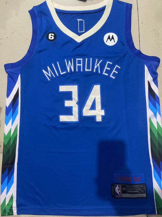 NBA Bucks 34 # Giannis Antetokounmpo เสื้อเจอร์ซีย์บาสเกตบอลลายดาวสี ...
