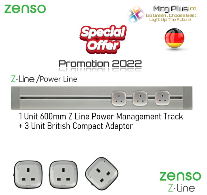 ZENSO - Z-Line 1 Unit 600mm Z.Line Power Management Track +3 Unit British Compact Adaptor (not ...