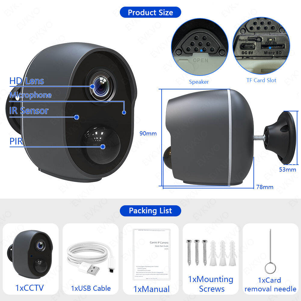 Tnnian 4MP Tuya Smart Life APP แบตเตอรี่กล้อง IP WiFi ไร้สาย PIR Motion ...