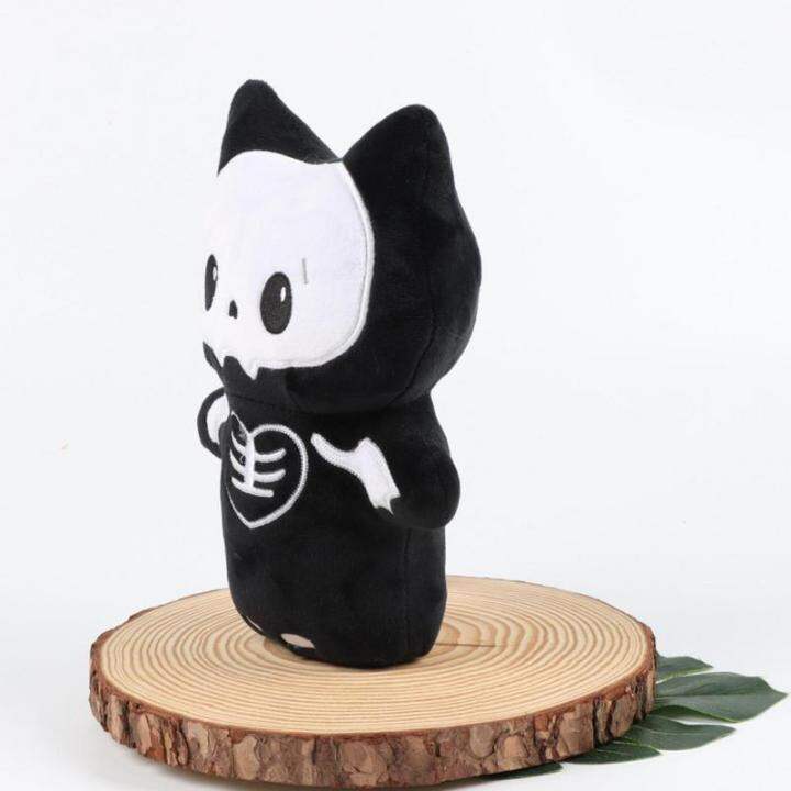 Skeleton Cat Plush Cute Skull Cat Stuffed Animals 9Inch Cartoon Black ...