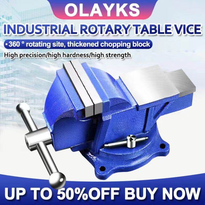 Bench Vice Original Heavy Duty 360° Swivel Base Bench Vise Cast Iron Bench Vise with Anvil 4" 5 ...