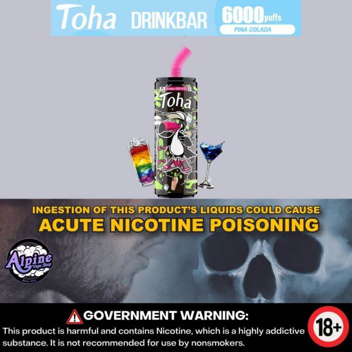 vape TOHA Drink Bar 6000 Puffs Rechargeable Disposable Vape Pod 6k ...