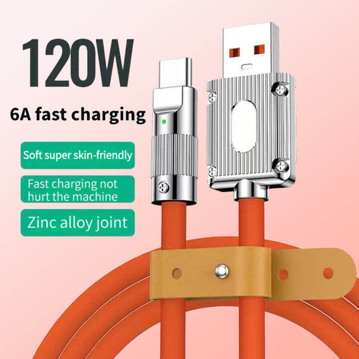 Original USB Liquid Silicone Cable Metal 6A 120W 6A Super Fast Charge ...