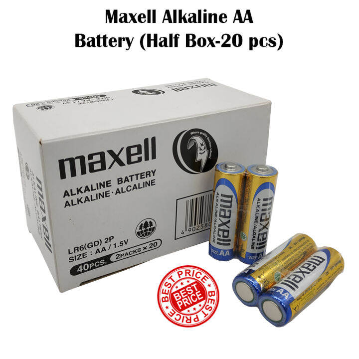 Maxell Alkaline Battery AA (Half Box - 20 Pcs)- 100% Original | Lazada