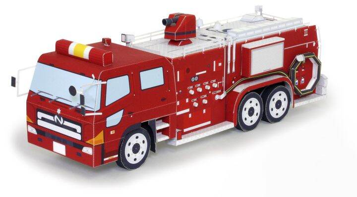 3D Papercraft Mobil Truk Pemadam Kebakaran Pola Kertas DIY | Lazada ...