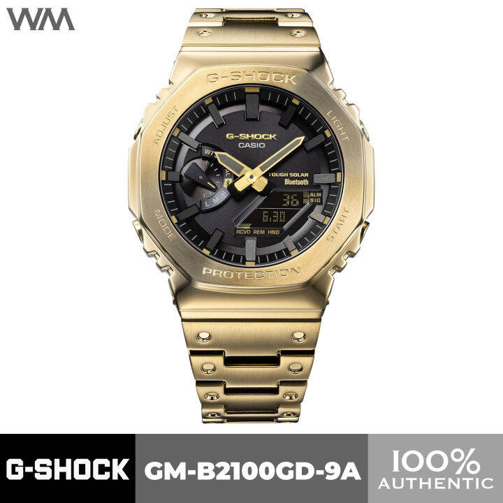 Casio G-SHOCK 2100 Series Full Metal Casioak Gold Black Dial Tough Solar Bluetooth Stainless ...
