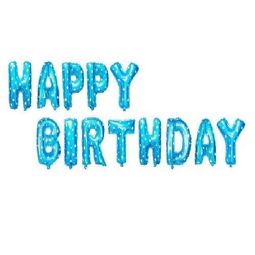 16 inch Happy Birthday Alphabet / Letter Foil Balloon Blue Polka Dot ...