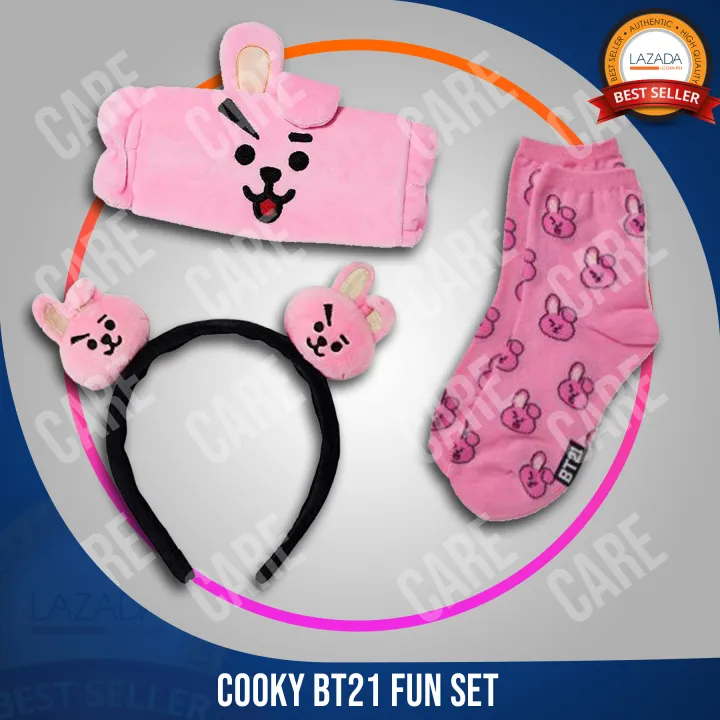COOKY Korean KPOP BTS BT21 Fun Set - includes BT21 Hair Turban, BT21 ...