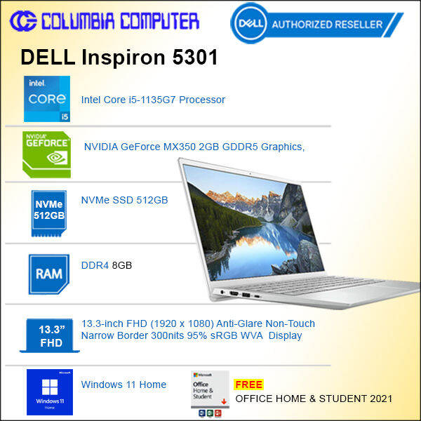 DELL Inspiron 13-5301 i5-1135G7 8GB 512GB MX350 Win11 + OHS | Lazada ...