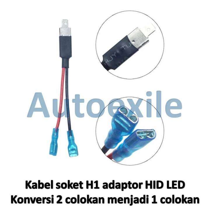 Kabel Soket H1 Adaptor HID LED Konversi ujung 2 colokan jadi 1 colokan ...