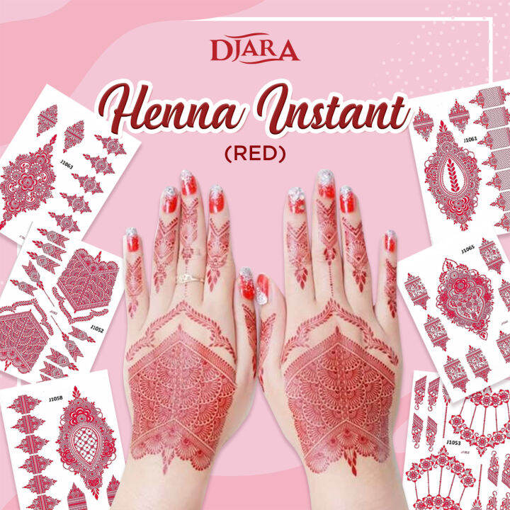 (Malaysia Stock) Henna Instant Red/ Lace Tattoo Stickers Waterproof ...