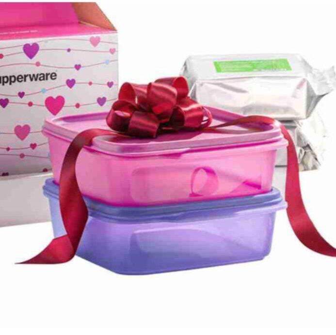 Tupperware Smart Saver Square I 1.1L Lunch Bento Sandwich Box Pink ...