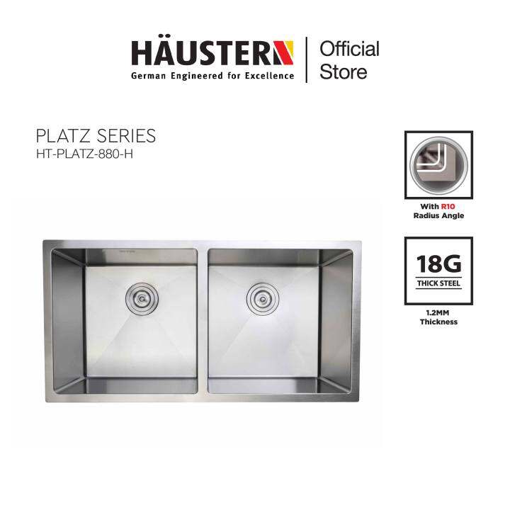 Haustern Double Bowls Stainless Steel Sink PLATZ-880-H | Lazada