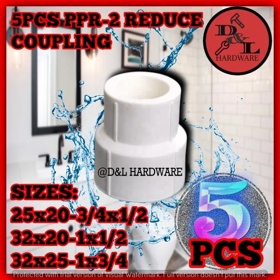 PPR-2 5PCS REDUCE COUPLING (25x20-3/4x1/2, 32x20-1x1/2, 32x25-1x3/4 ...
