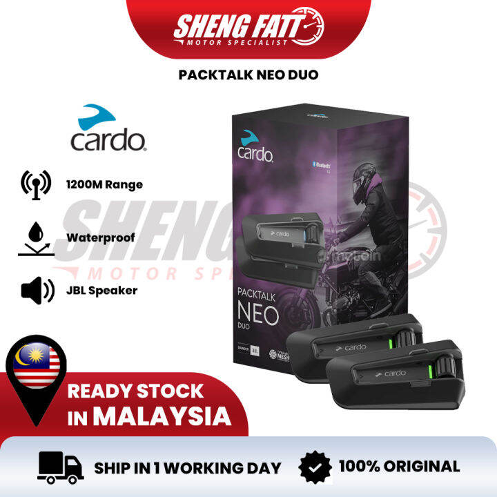 CARDO Packtalk Neo Duo Intercom Communication System Duo Pack Bluetooth ...