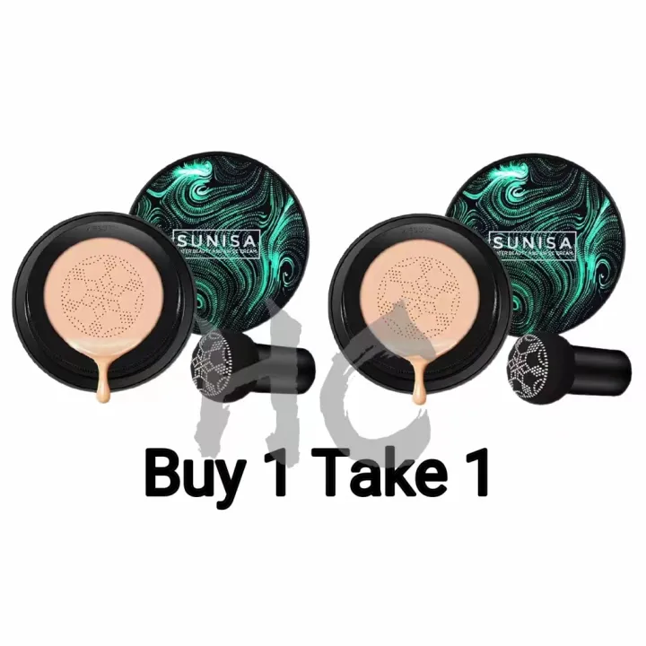 （Buy1 Take1）SUNISA Foundation Mushroom Head Air Cushion Waterproof BB Cream Frost Concealer Oil ...