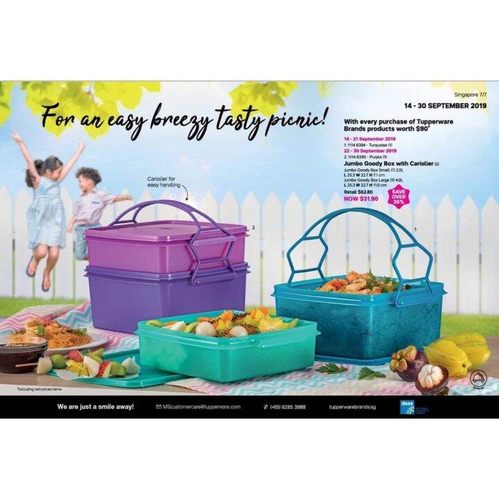 Tupperware Jumbo Goody Box with Cariolier 4L+2L Turqoise and Blue ...