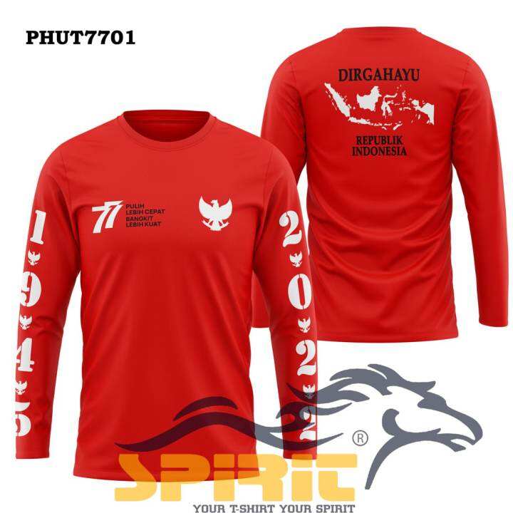 COD Kaos 17 Agustus 2022 HUT Kemerdekaan RI ke 77 Merah Putih Lengan Panjang Premium Big Size ...