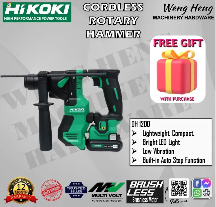 100% Genuine Hitachi/ Hikoki (12V series) Brushless Cordless Rotary Hammer - Model DH12DD | Lazada