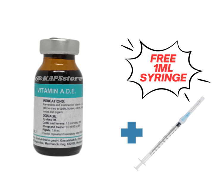 VITAMIN ADE | INJECTION | FOR ANIMALS | 10 ml plus 1ml syringe | Lazada PH