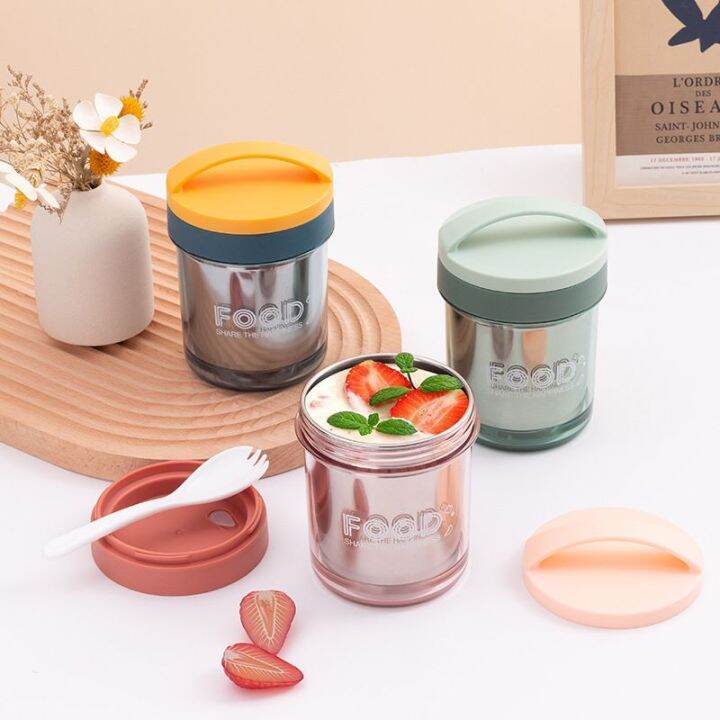 Portable Soup Cup Stainless Steel Anti Tumpah Dengan Tutup Tahan Panas ...