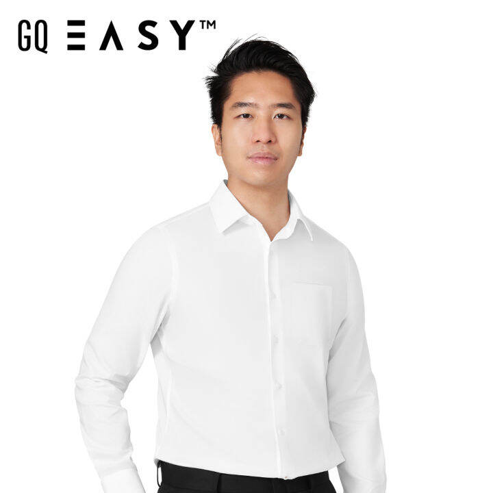 GQ Easy Long Sleeve Shirt เสื้อเชิ้ตแขนยาว สีขาว ของแท้ 💯% | Lazada.co.th