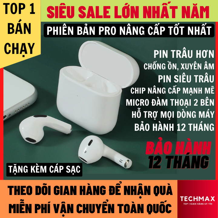 Tai Nghe Bluetooth Pro 4 Bản Nâng Cấp Mới Thiết Kế Nhỏ Gọn, Pin Trâu Hỗ ...