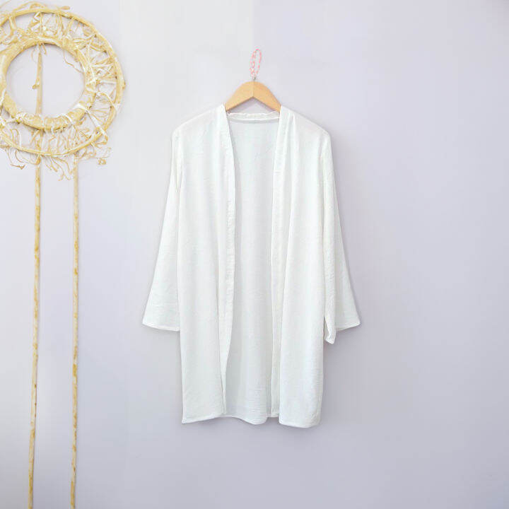Annisa Cardigan Outer crinkle putih baju luaran cewe lengan panjang ...