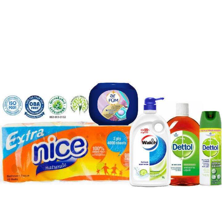 Nice Naturale Extra Bathroom Tissue Toilet Paper 10 rolls + Dettol ...